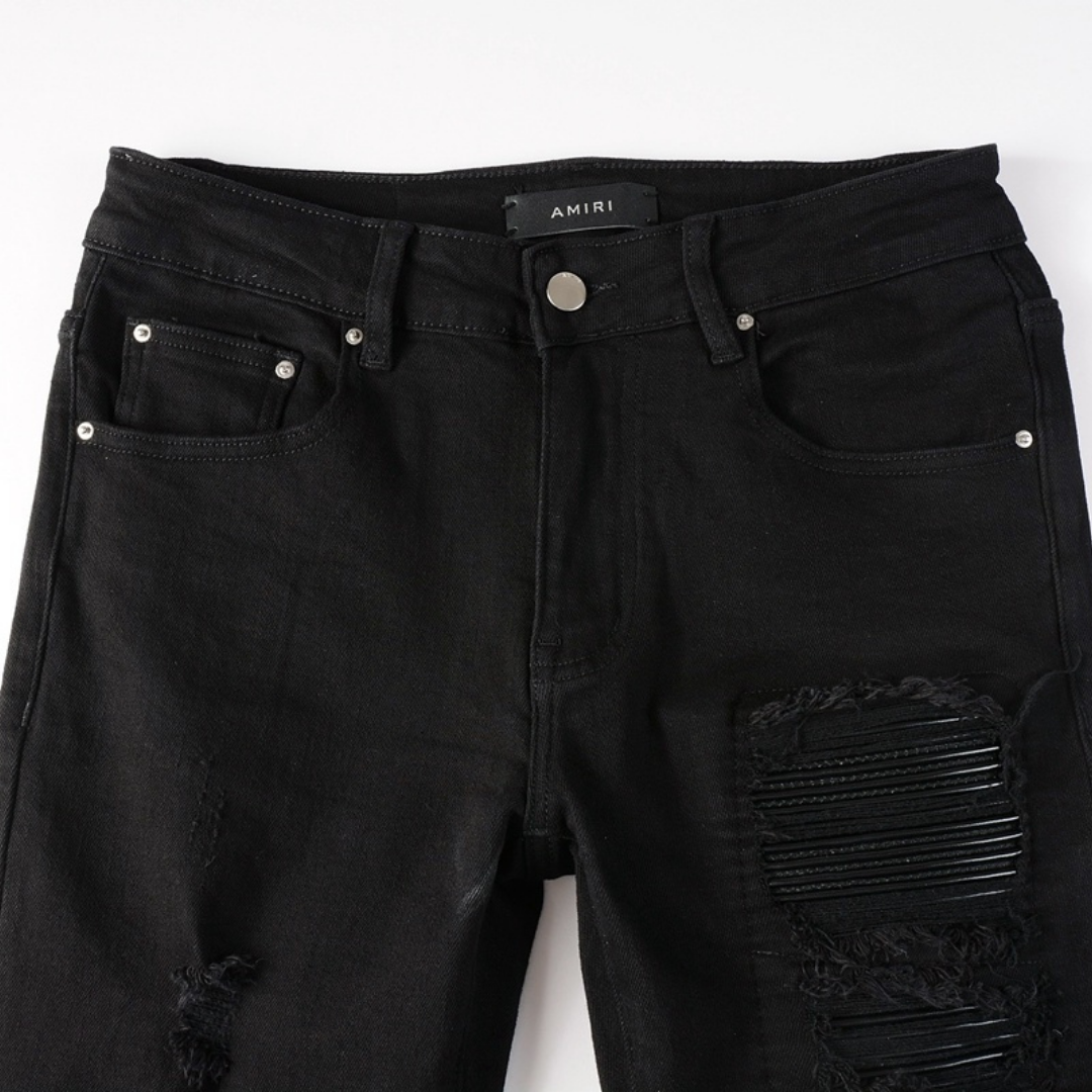 Amr Black Patch Ripped Jeans – SNW